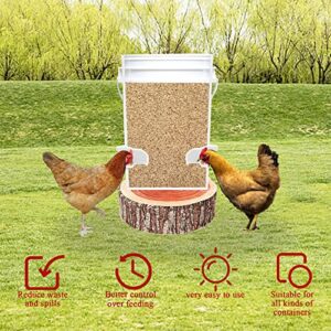 AIVEH 5 Pcs, Chicken Feeder No Waste, Fit for Buckets, Barrels, Bins, Troughs,Automatic Chicken Feeder for Rain Proof Poultry Feeder Port Gravity Feed(4 Ports,1 Hole Saw)