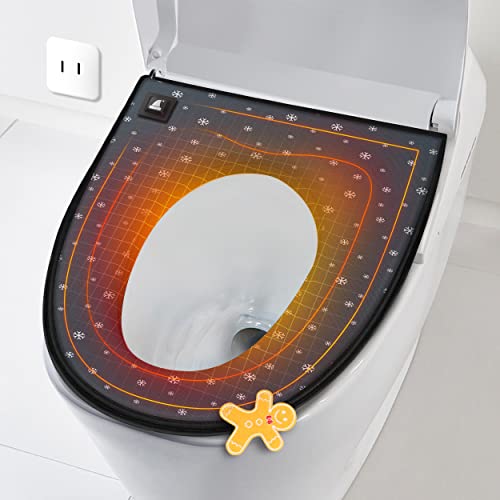 Heated Toilet Seat Cover - LIPSUN Electric Heated Toilet Cushion Washable, 2 Levels Fast Heating/Constant Temperature, Toilet Seat Warmver for Round Shape Toilet, Gift for Winter & Christmas