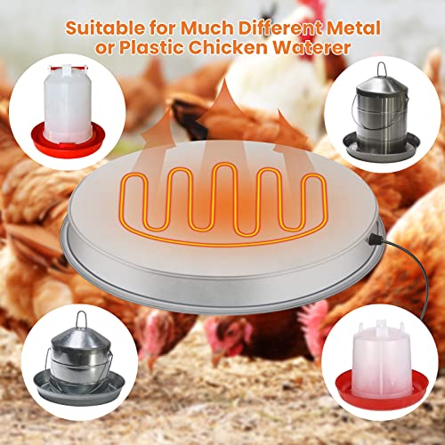 Heated Chicken Waterer Base, Heated Poultry Waterer Base 40 Watts, Chicken Coop Heater for Winter Chicken Coop, with 9.8 FT Power Cord, Gifts