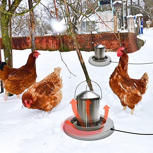 Heated Chicken Waterer Base, Heated Poultry Waterer Base 40 Watts, Chicken Coop Heater for Winter Chicken Coop, with 9.8 FT Power Cord, Gifts