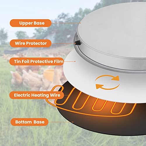 Heated Chicken Waterer Base, Heated Poultry Waterer Base 40 Watts, Chicken Coop Heater for Winter Chicken Coop, with 9.8 FT Power Cord, Gifts