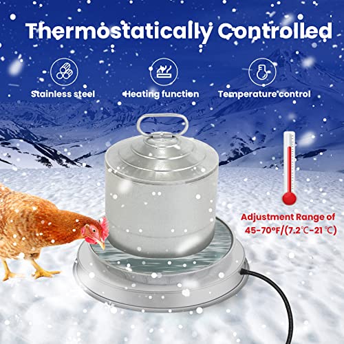 Heated Chicken Waterer Base, Heated Poultry Waterer Base 40 Watts, Chicken Coop Heater for Winter Chicken Coop, with 9.8 FT Power Cord, Gifts