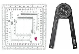 gotical - combo of 2 - flexible plastic military coordinate scale protractor mils map protractor & 360° aluminum angle finder miter saw protractor woodworking measuring ruler tool