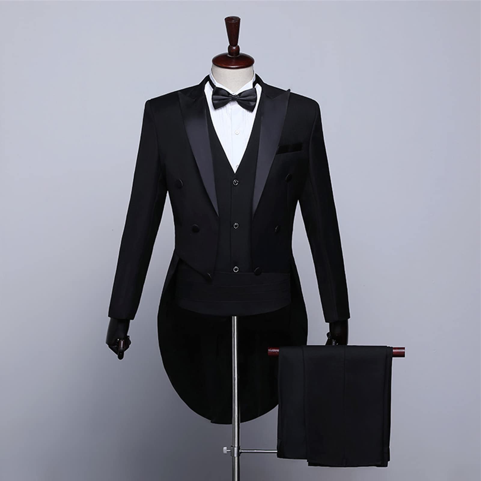 Mens Formal Tuxedo Jacket Set Solid Slim Fit Tailcoat Blazer Sets Swallowtail Dinner Party Wedding Tux Dress Coat (Black 1,XX-Large)