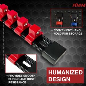 AMM 9-Piece Socket Organizer, 1/2 inch, 3/8 inch and 1/4 inch Drive socket holders organizers,Heavy Duty Socket Racks, Premium Quality Socket Clip Rail Holder,The best tool organizer in the garage