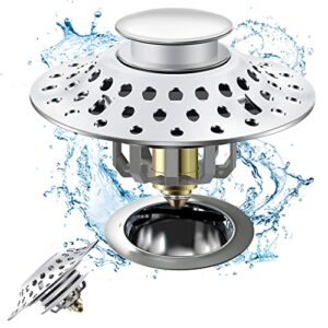 yevheniys bathtub drain plug, 2 in 1 stopper & hair catcher, with stainless steel filtered pop-up filter for us standard bathtubs hole diameter (1.6-2.0 inch)