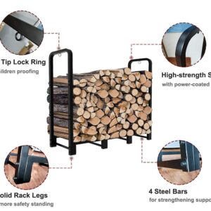 Artibear Firewood Rack Stand 4ft With Log Holder Cover For Outdoor Indoor Fireplace Wood Pile Storage Stacker Organizer