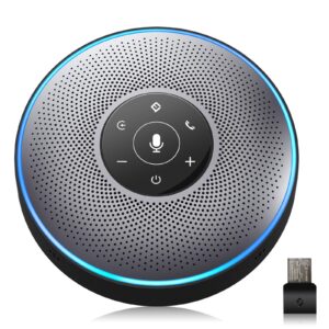 EMEET Bluetooth Speakerphone M2 Gray Conference Speaker & 1080P Webcam with Microphone - 96° Ultra Wide Angle Webcam Auto Focus Webcam with Privacy