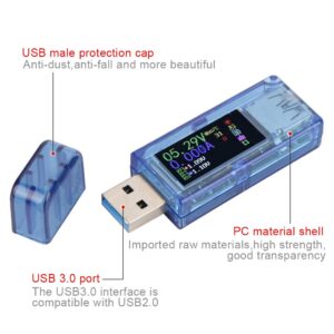 RuiDeng AT34 USB 3.0 Color, usb tester usb meter fnb38 LCD Tester,Voltmeter Ammeter Multimeter Charger USB Tester