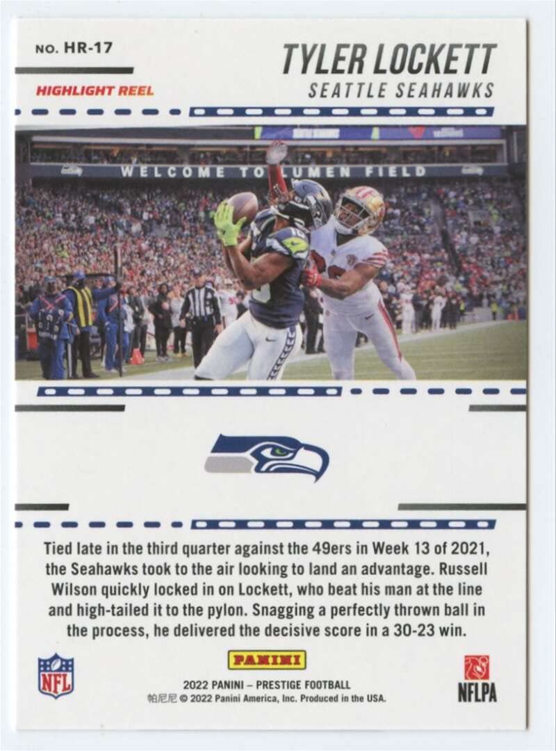 2022 Panini Prestige Highlight Reel #17 Tyler Lockett Seattle Seahawks NFL Football Trading Card