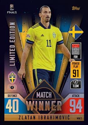 2022 Topps Match Attax Soccer Road to Nations League Finals GREEN Match Winner Collectible Mini Tin with an EXCLUSIVE Zlatan Ibrahimovic Limited Edition Gold Card