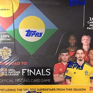 2022 Topps Match Attax Soccer Road to Nations League Finals HUGE 24 Pack Booster Pack Box with 240 Cards Total with Chance for Green, Purple and Crystal Parallels