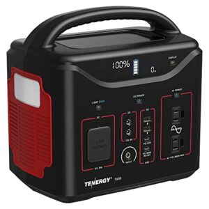 tenergy t600 portable power station, 600wh battery, 3x 500w (peak 1000w) ac outlets, usb type c pd 100w, solar ready mobile power for outdoors camping vans, rv, emergency backup