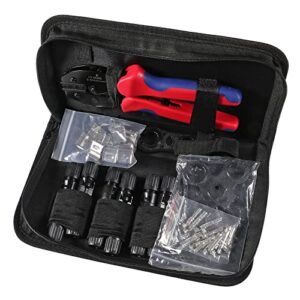 37 in 1 Solar Crimping Tool Kit,Wire Stripper, 6 Pairs of Male/Female Solar Panel Cable Connectors, 1 Crimper Tool,2pcs Spanner Wrench Tool Kit for 2.5/4.0/6.0mm² Solar Panel PV Cable