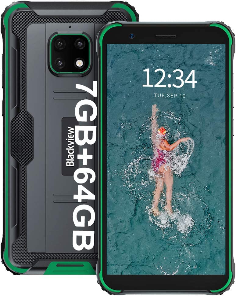 Blackview Rugged Smartphone BV4900Pro,7GB+64GB/SD 256GB 4G Dual SIM Unlocked Cell Phones,IP68 Waterproof Android 12 Phones,5580mAh 5.7 Inch Rugged Mobile Phone,Face ID/NFC/OTG/GPS T-Mobile Phone