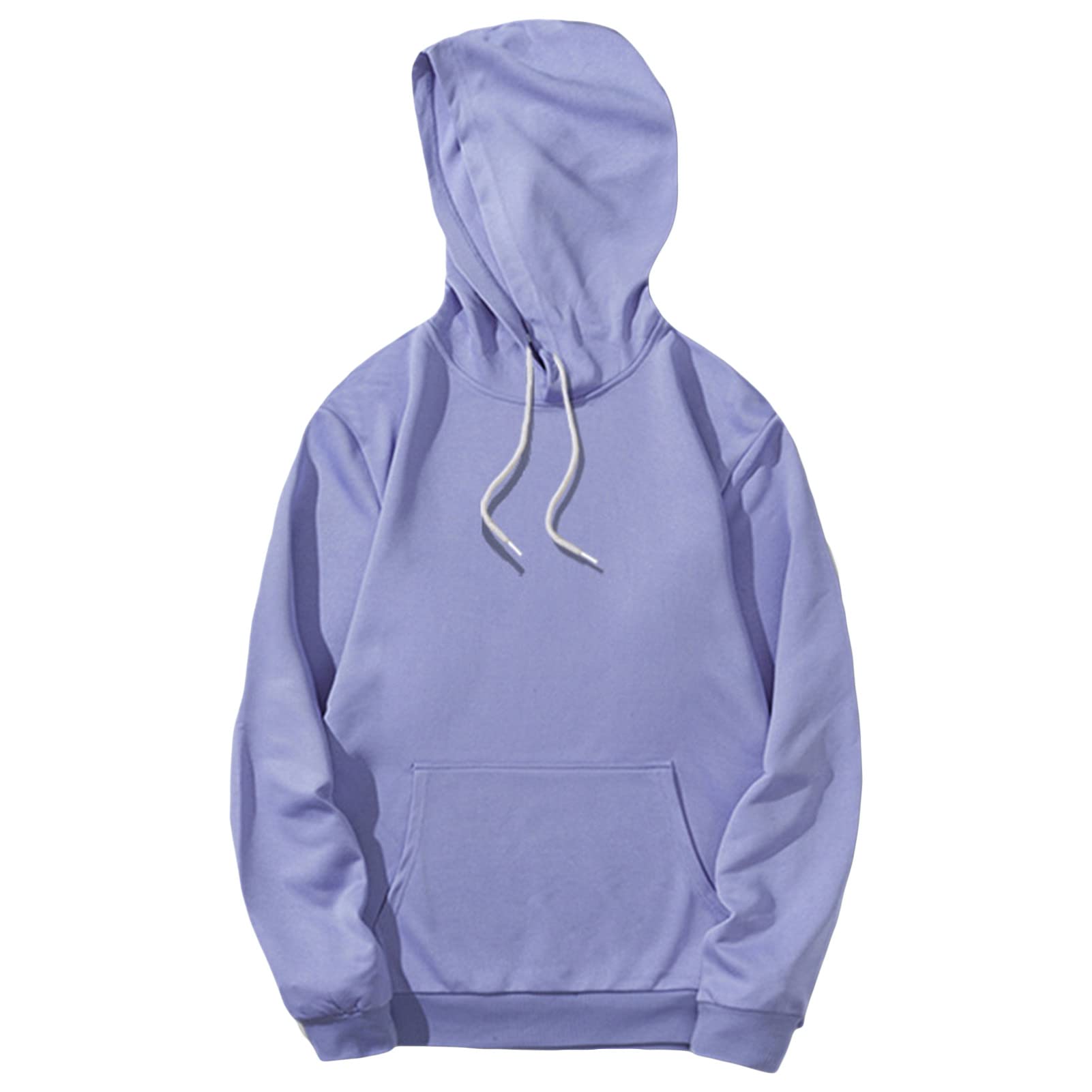 Maiyifu-GJ Men's Lightweight Casual Athletic Hoodies Long Sleeve Drawstring Hooded Pullover Hoodie Sweatshirts With Pockets (Light Purple,Large)