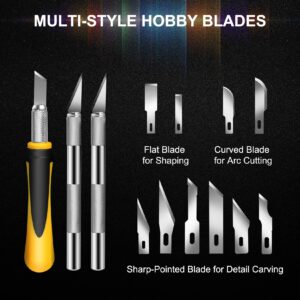 DIYSELF 16-Piece Craft Knife Set with 100 Pack Exacto Knife Blade Refills #17, SK5 Carbon Steel Exacto Blades Refill Craft Art Knife Replacement Blades for Hobby, Scrapbooking, Stencil