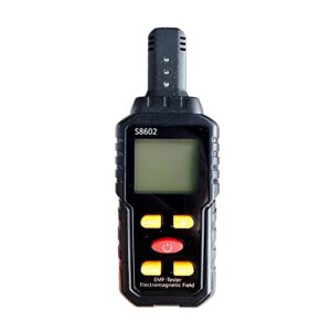 JHEUAYK 3 in 1 EMF Meters, Digital Radiation Dosimeter Geiger Counter, EMF Electromagnetic Radiation Electrical Testers, Electric/Magnetic Field Temperature Detectors, Black