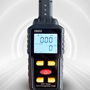 JHEUAYK 3 in 1 EMF Meters, Digital Radiation Dosimeter Geiger Counter, EMF Electromagnetic Radiation Electrical Testers, Electric/Magnetic Field Temperature Detectors, Black