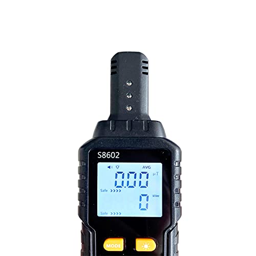 JHEUAYK 3 in 1 EMF Meters, Digital Radiation Dosimeter Geiger Counter, EMF Electromagnetic Radiation Electrical Testers, Electric/Magnetic Field Temperature Detectors, Black