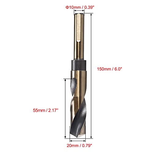 Reduced Shank Twist Drill Bits 20mm High Speed Steel 4341 with 10mm Shank 1 Pcs