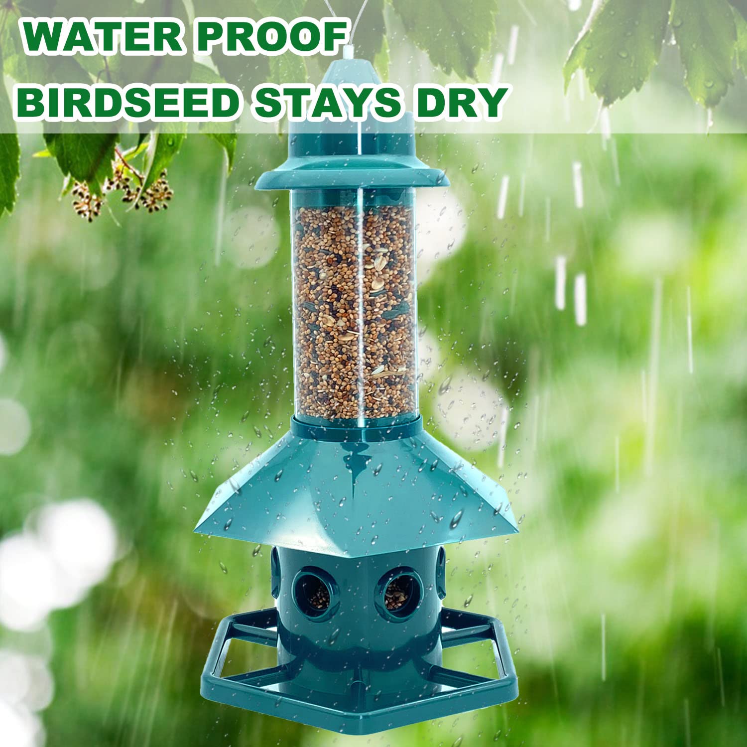 Squirrel Proof Bird Feeder for Outdoors Hanging, Gravity Protection Squirrel Proof Wild Bird Feeders for Outside