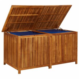 Outdoor Storage Box, Garden Deck Bin with Waterproof Liner, Patio Cushion Storage Cabinet, Garden Organizer for Patio, Lawn 59"x31.5"x29.5" Solid Acacia Wood