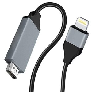 lightning to hdmi adapter cable for iphone,[apple mfi certified] 1080p hdtv cable adapter digital av sync screen connector compatible with iphone/ipad/ipod on hd tv monitor projector - 6.6 feet/2m