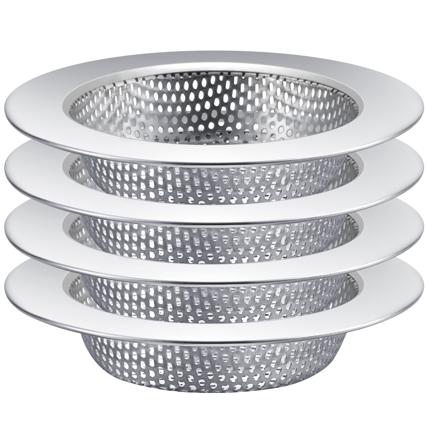 4PCS Kitchen Sink Strainer,Stainless Steel Sink Drain Strainer,Sink Strainers with Large Wide Rim 4.5" Diameter for Kitchen Sinks