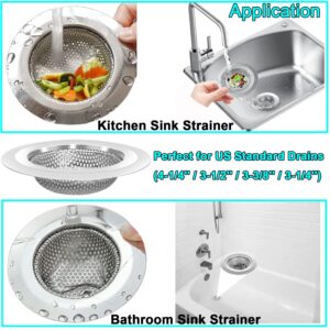 4PCS Kitchen Sink Strainer,Stainless Steel Sink Drain Strainer,Sink Strainers with Large Wide Rim 4.5" Diameter for Kitchen Sinks