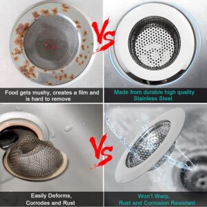 4PCS Kitchen Sink Strainer,Stainless Steel Sink Drain Strainer,Sink Strainers with Large Wide Rim 4.5" Diameter for Kitchen Sinks