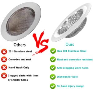 4PCS Kitchen Sink Strainer,Stainless Steel Sink Drain Strainer,Sink Strainers with Large Wide Rim 4.5" Diameter for Kitchen Sinks