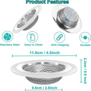 4PCS Kitchen Sink Strainer,Stainless Steel Sink Drain Strainer,Sink Strainers with Large Wide Rim 4.5" Diameter for Kitchen Sinks