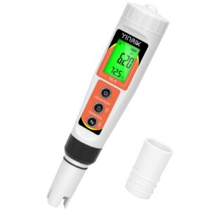 yinmik ph meter, digital 4 in 1 ph ec tds temp meter for water hydroponics, waterproof dwc ph and ec ppm water tester with backlit for nutrients growing, indoor garden, home brewing, pool, aquarium