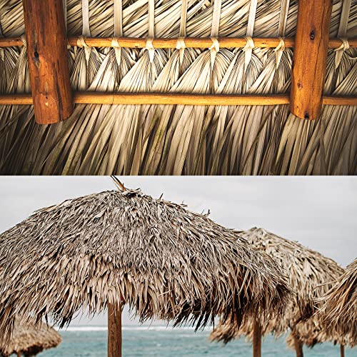 16.5ft Tiki Straw Roof Thatch-Mexican Style Artificial Palm Thatch Rolls Tiki Bar Hut Grass Duck Boat Blinds Grass Palapa Thatch Roofing for Garden Patio Umbrella Fence Party Decoration (198'' x 16")