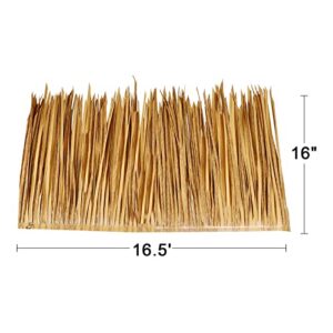 16.5ft Tiki Straw Roof Thatch-Mexican Style Artificial Palm Thatch Rolls Tiki Bar Hut Grass Duck Boat Blinds Grass Palapa Thatch Roofing for Garden Patio Umbrella Fence Party Decoration (198'' x 16")