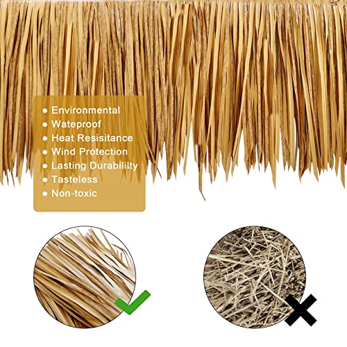 16.5ft Tiki Straw Roof Thatch-Mexican Style Artificial Palm Thatch Rolls Tiki Bar Hut Grass Duck Boat Blinds Grass Palapa Thatch Roofing for Garden Patio Umbrella Fence Party Decoration (198'' x 16")