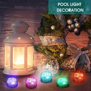 TTKTK Mini Submersible LED Pool Lights with Remote, 16 Colors Changing Underwater Lights Battery Operated, IP68 Waterproof Hot Tub Lights for Fountain Pool Christmas Party-10 Pack