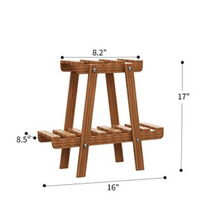 TESOURO 2 Tires Plant Stand, Indoor Outdoor 12 Potted Tall Large Wood Plant Shelf, Flower Holder Ladder Plant Rack Multiple Planter Display for Living Room Corner Balcony Office Lawn Patio Garden (2