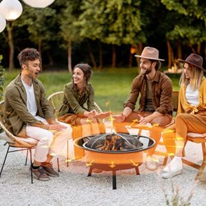 Fire Pit,Outdoor Fire Pits,Wood Fire Pits,Wood Burning Fire Pit,30" Fire Pits for Outside Patio,Backyard Fire Pit with Spark Screen,Log Grate,Poker Black