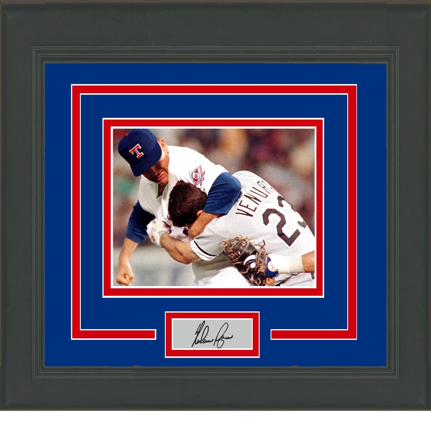 Framed Nolan Ryan Fight Facsimile Laser Engraved Signature Auto Texas Rangers 15x16 Baseball Photo