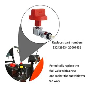 YESHINDA 532429234 20001436 Fuel Shut Off Valve Compatible for Husqvarna Ariens Snow Blower 12524 12527 12530 1827 1830 924 ST151 ST224 ST227 ST230 ST324 ST327 ST330