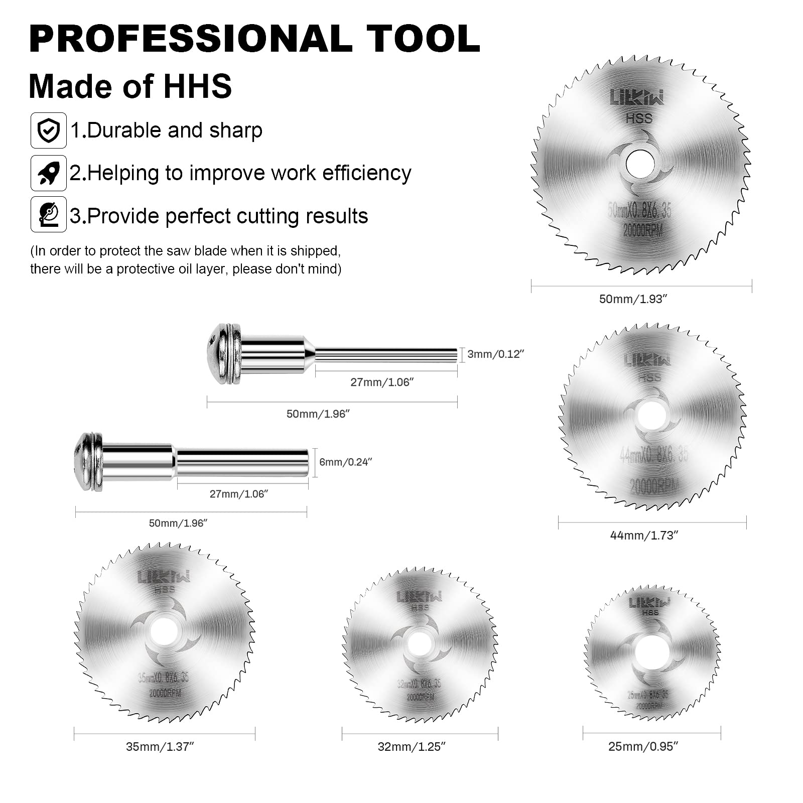 LitKiwi 8PCS Rotary Drill Saw Blades(with 1PCS 1/4" Hex Shank,1PCS 1/8" Round Shank,1PCS 1/4" Round Shank),HSS Saw Disc Wheel Cutting Blades for Drills Rotary Tools