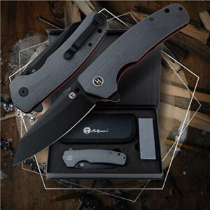 Holtzman's Gorilla Survival Folding Knife D2 Steel Blade G10 Tactical Handle Pocket Folding Knife EDC Giftset for Men (Grey and Red)