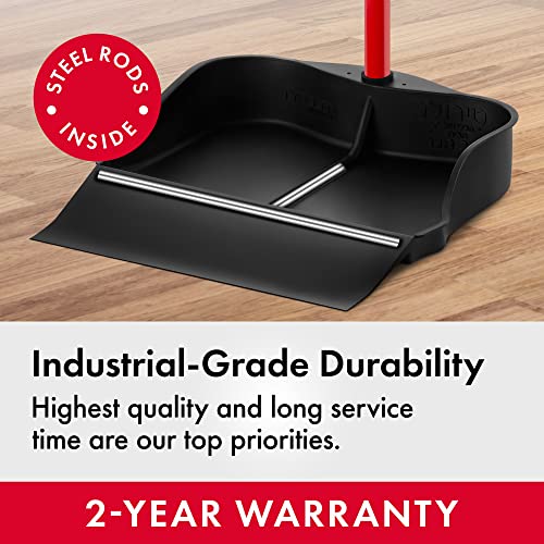 Tyroler Multi-Purpose Extra Large 100% Rubber Dustpan for Dry & Wet Floor Cleaning Indoor and Outdoor | New 105cm Long Aluminum Anti-Rust Handle | Compatible with Any Size Broom and Squeegee