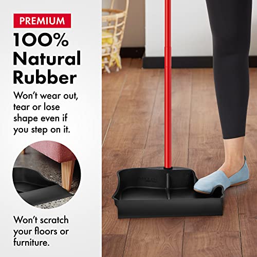 Tyroler Multi-Purpose Extra Large 100% Rubber Dustpan for Dry & Wet Floor Cleaning Indoor and Outdoor | New 105cm Long Aluminum Anti-Rust Handle | Compatible with Any Size Broom and Squeegee