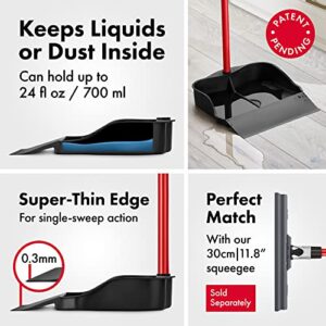 Tyroler Multi-Purpose Extra Large 100% Rubber Dustpan for Dry & Wet Floor Cleaning Indoor and Outdoor | New 105cm Long Aluminum Anti-Rust Handle | Compatible with Any Size Broom and Squeegee