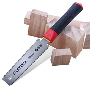 ruitool japanese hand saw 6 inch pull saw double edge sk5 flexible blade 11/17 tpi non-slip handle flush cut saw wood saw for woodworking tools