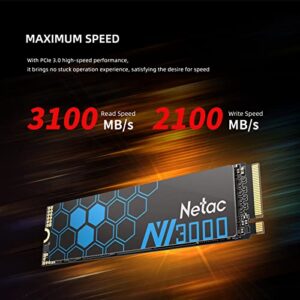 Netac 500GB NVMe PCIe Gen3x4 with Aluminum Heatspreader M.2 Internal Solid State Drive Up to 3,100 MB/s 300TBW, Built for Gaming