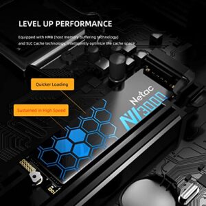 Netac 500GB NVMe PCIe Gen3x4 with Aluminum Heatspreader M.2 Internal Solid State Drive Up to 3,100 MB/s 300TBW, Built for Gaming